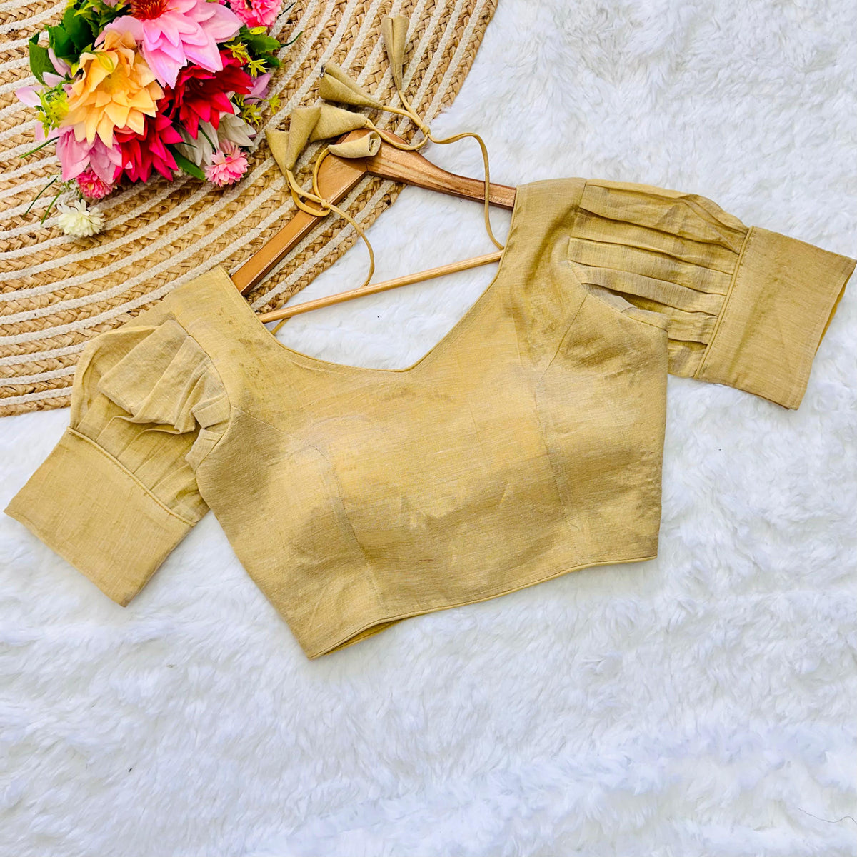 Cream Jari Weaving Blouse in Jari Kobra Fabric