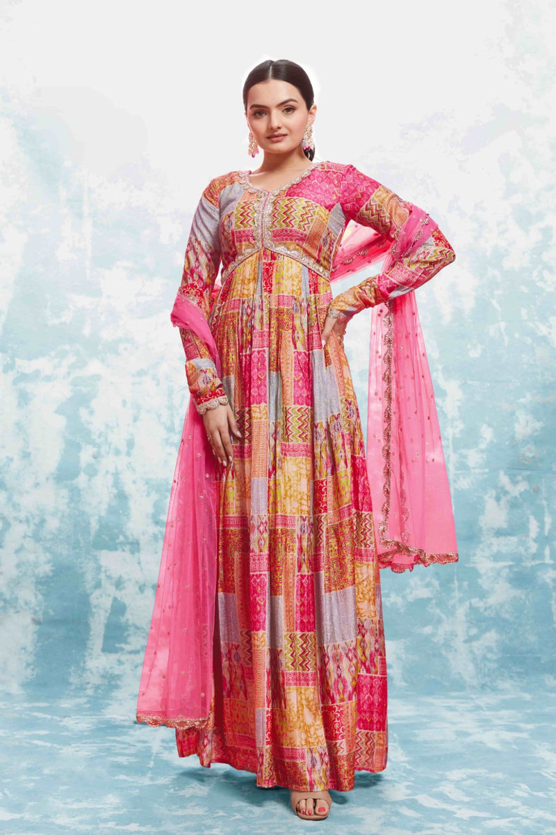 Multi-Color Muslin Printed & Embroidered Suit Set | Full