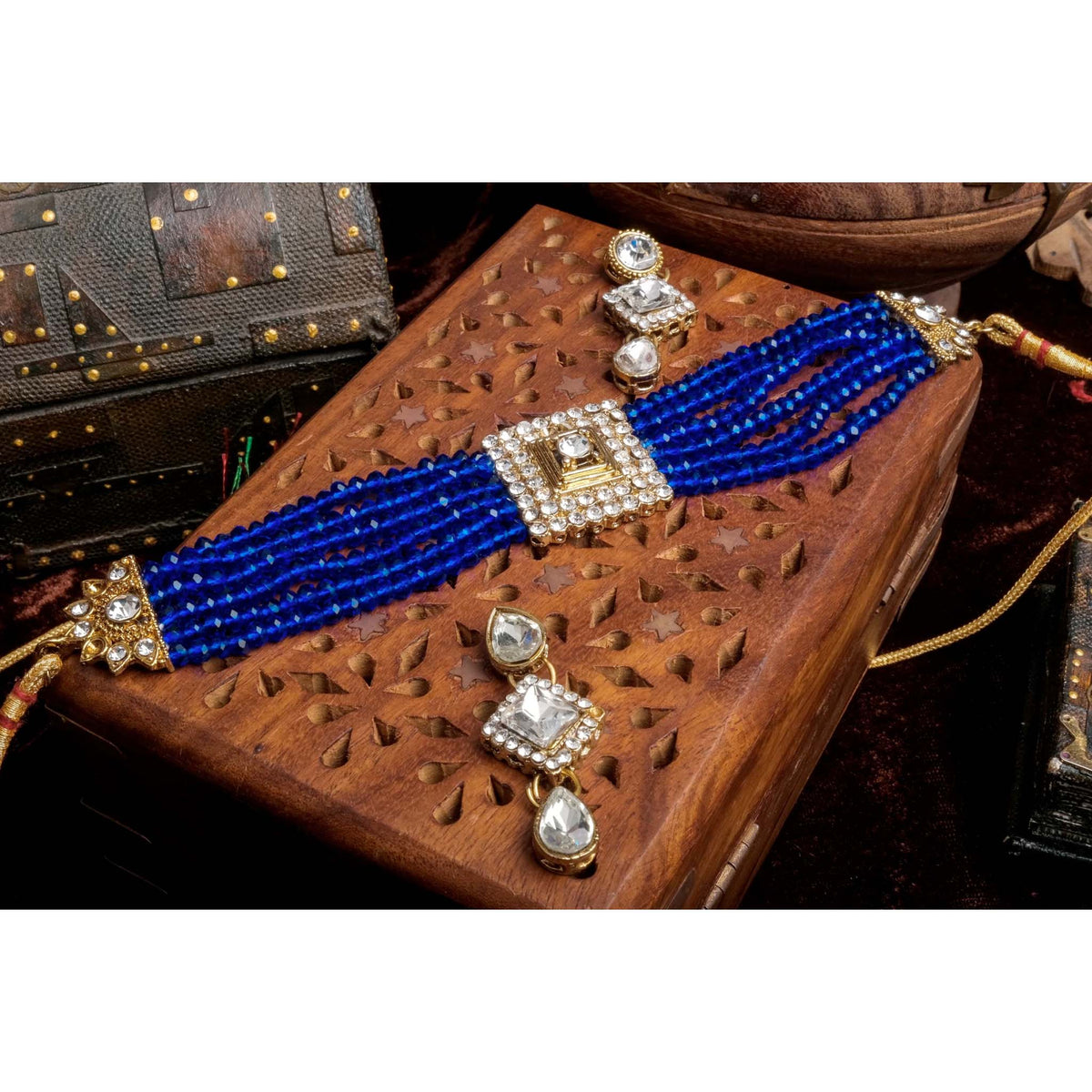 Blue Pearl with Italian Dimond Necklace Alloy Jewel Set (HK0