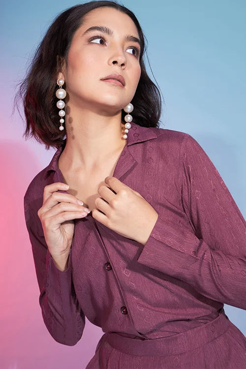 Rust Maroon Exclusive Designer Ready to Wear Co-ords Set Col