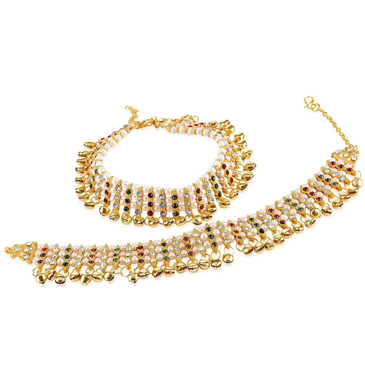 Traditional Heavy Bridal Alloy Anklet Set (HK00153)-Clothsvi